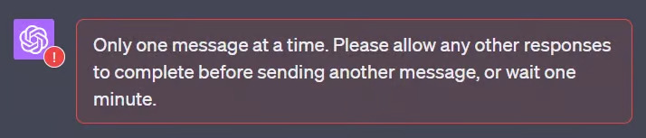 ChatGPTの「Only one message at a time」というエラーを解決する方法